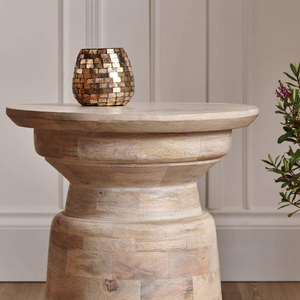 White Wash Mango Side Table – Mytri Designs