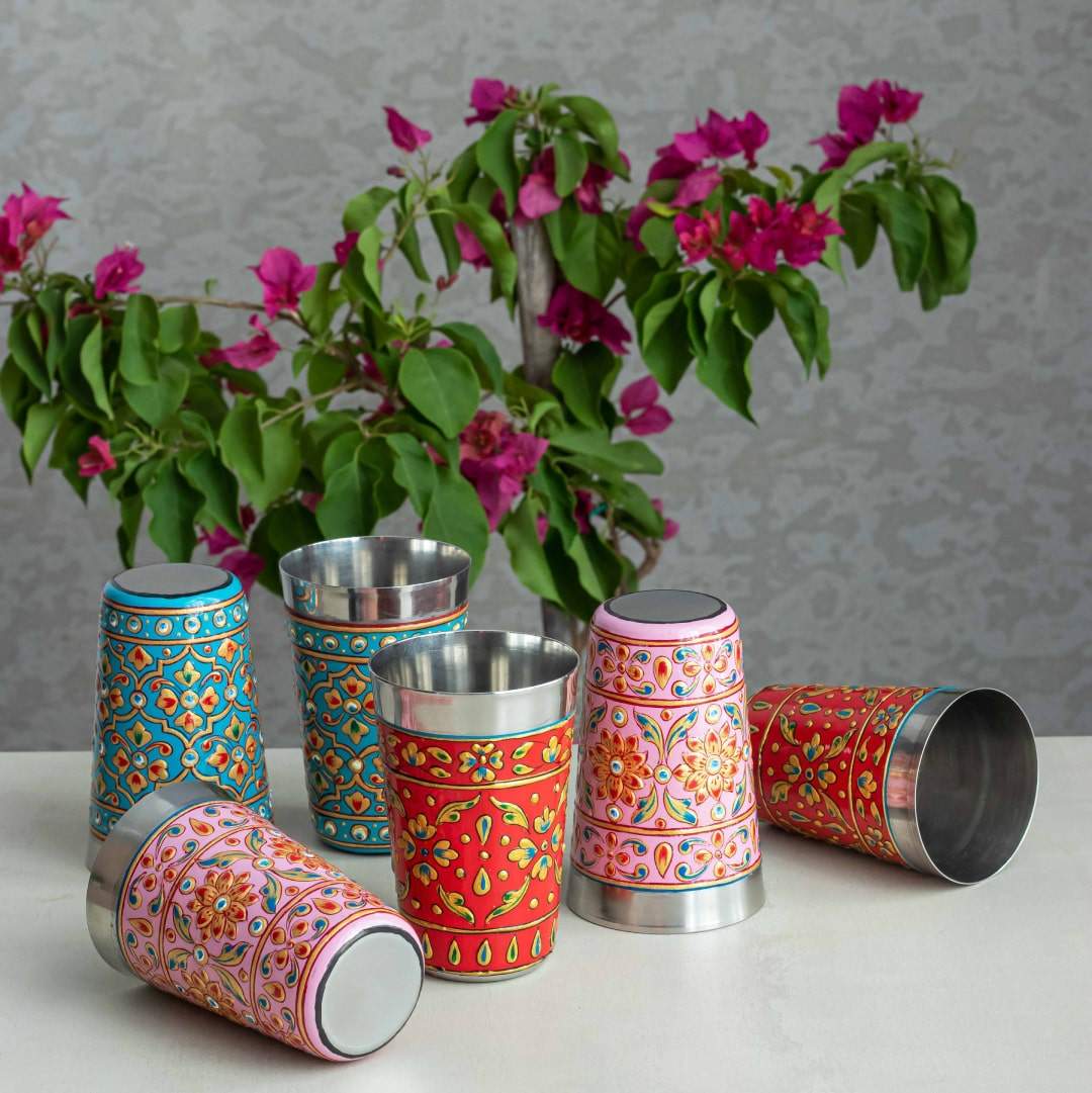 Colourful Stainless Steel Cups - Mytri Designs