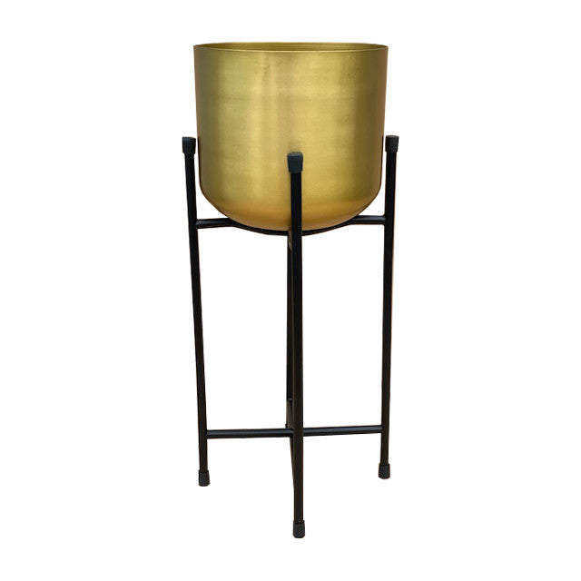Golden Metal Plant Pots With Stand - Mytri Designs
