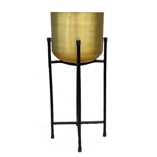 Golden Metal Plant Pots With Stand - Mytri Designs