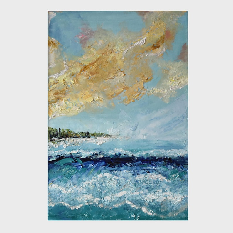50 Nautical Miles - Horizon, Original Oceanic Abstract Canvas Painting ...