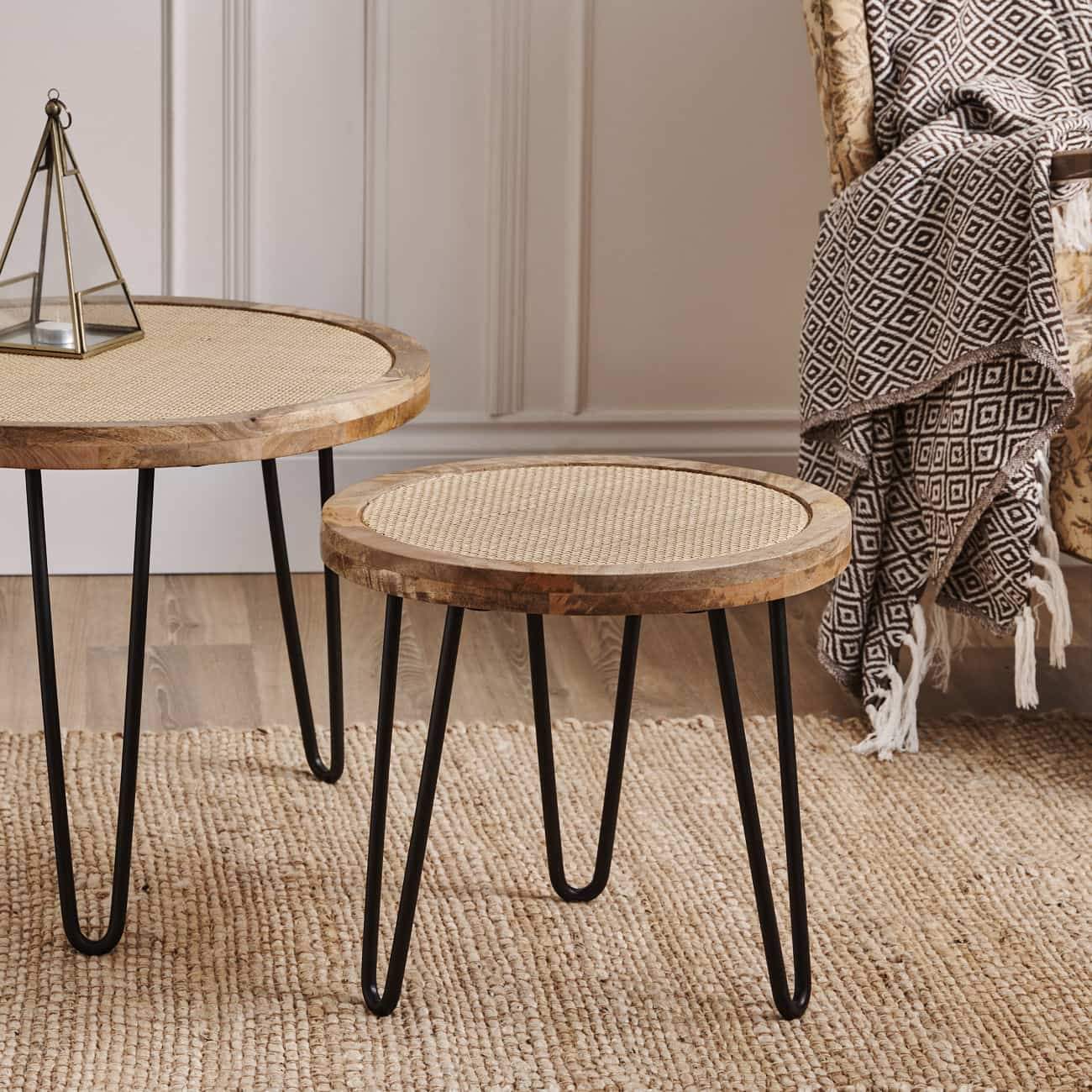 Rustic Natural Finish Round Cane Side Table | Quality Furniture – Mytri ...
