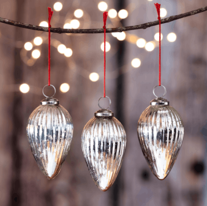 Glass Teardrop Baubles Set of 3 - Mytri Designs