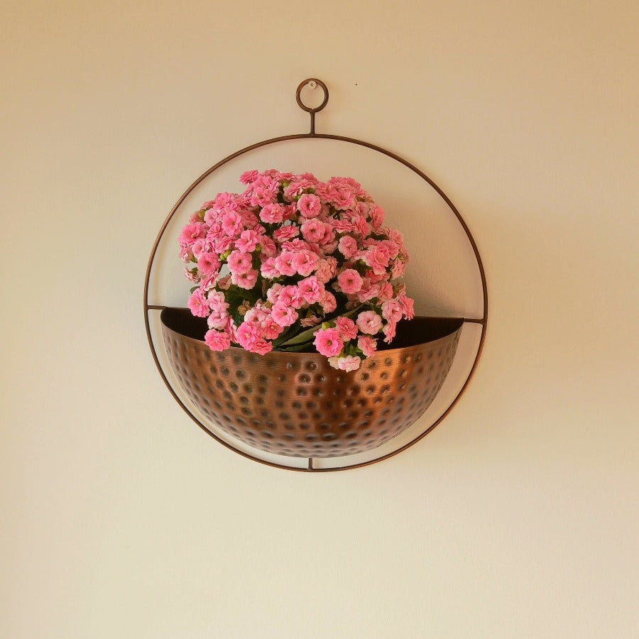 Hammered Copper Wall Planter UK - Mytri Designs