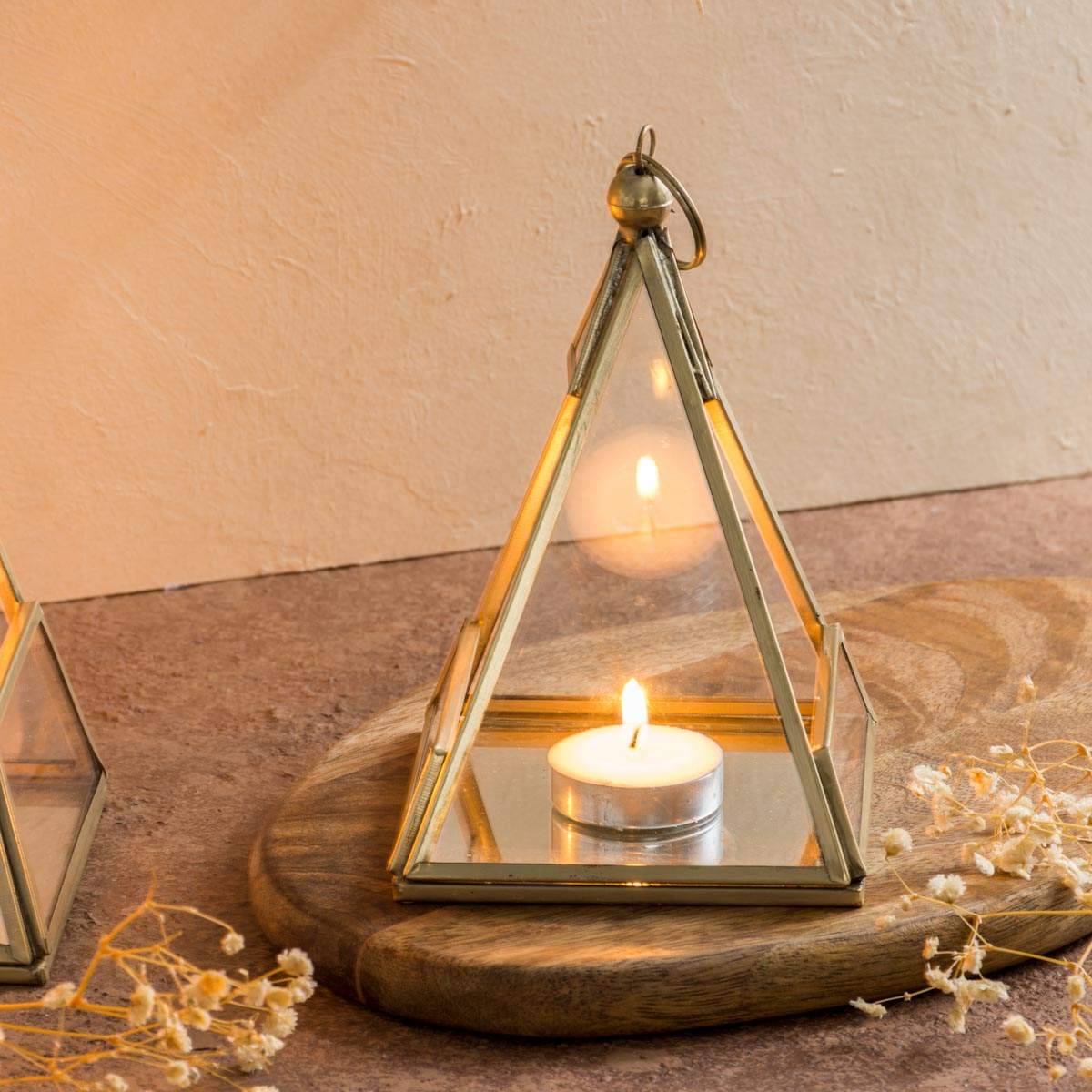Pyramid Glass Candle Holders Buy DD Pyramid Candle Holder Set Of Three