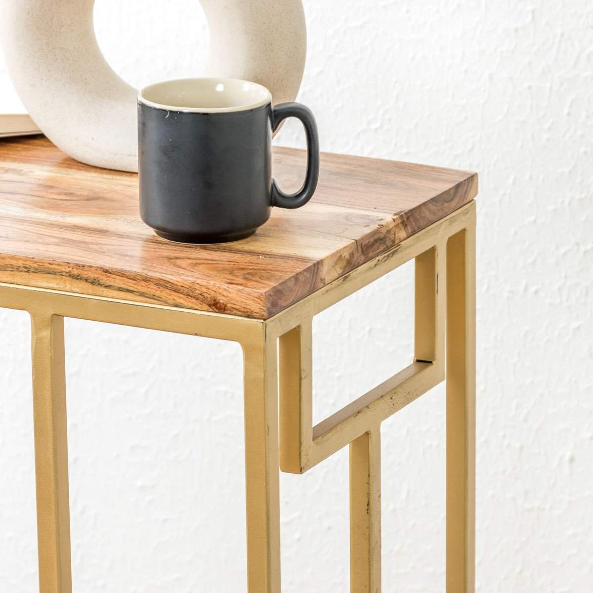 C Shaped Mango Wood Side Table UK - Mytri Designs