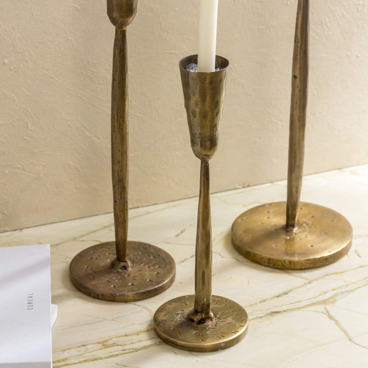 Tall Golden Brass Candlestick Holders - Mytri Designs