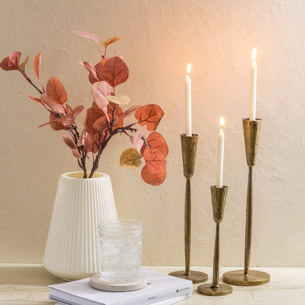 Tall Golden Brass Candlestick Holders - Mytri Designs