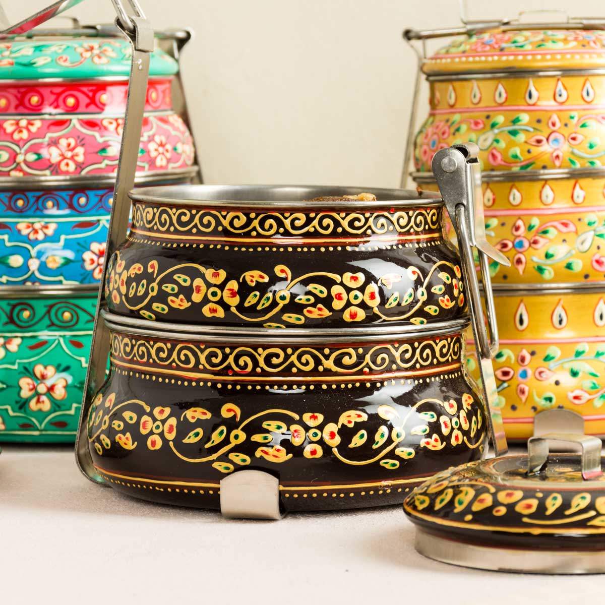 3 Tier Decorative Indian Tiffin Box - Mytri Designs