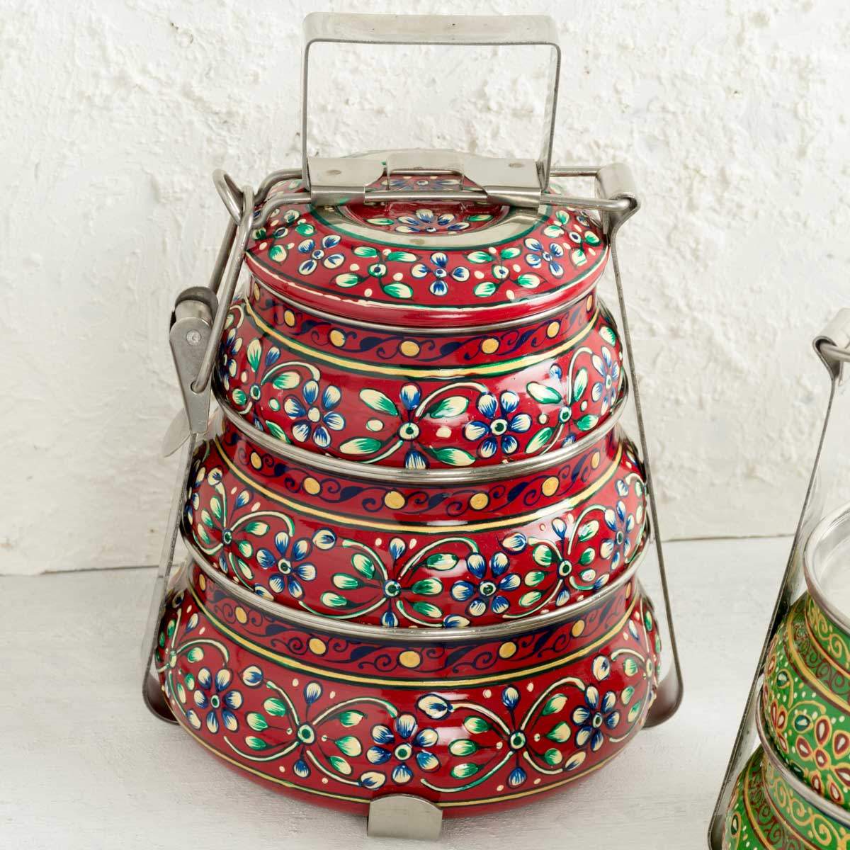 3 Tier Decorative Indian Tiffin Box - Mytri Designs